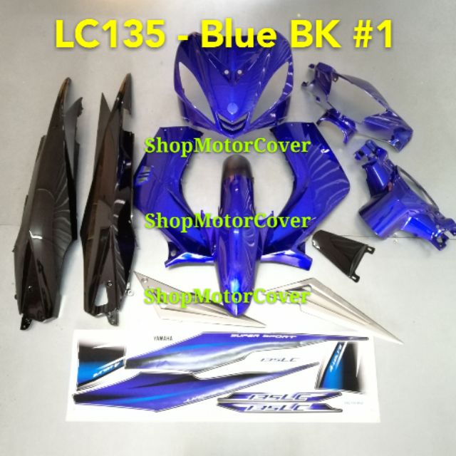 YAMAHA LC135 V1 BODY COVER SET BIRU HITAM WITH STICKER #1 (HLD) MADE IN ...