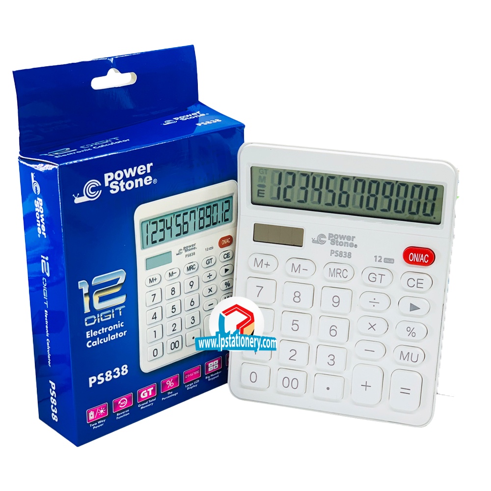Power Stone 12 Digit Calculator Dual Power P838 | Shopee Malaysia