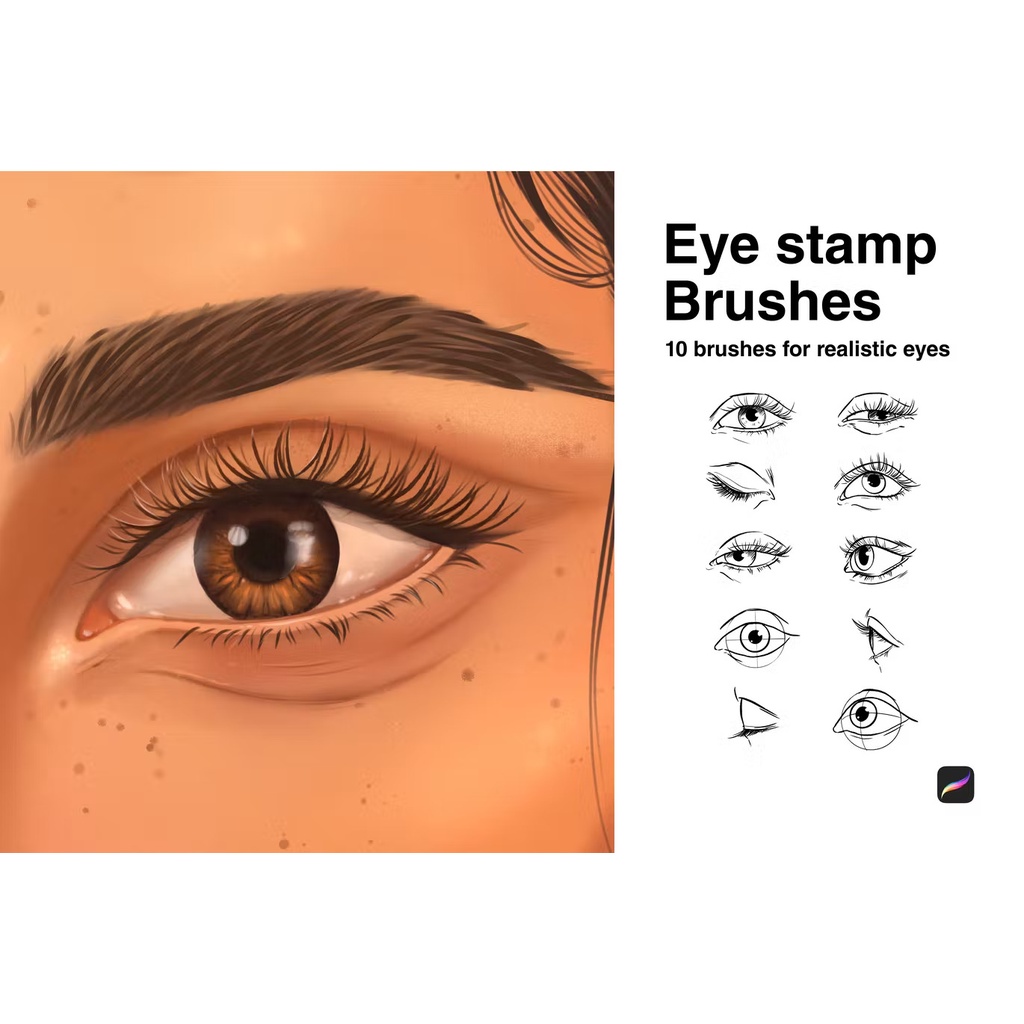 [P212] 10 Eyes Stamps for Procreate Realistic Eyes Brushes | Procreate ...