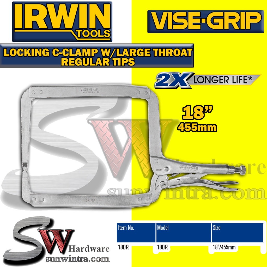 Irwin Original 18" / 455MM Locking C-Clamp With Large Throat Regular ...