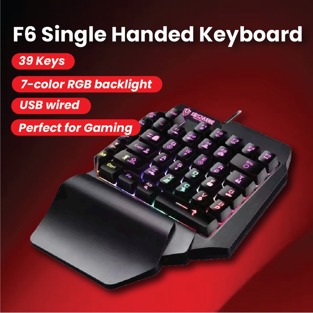 Shipadoo F6 Wired Single Handed RGB Backlight Gaming Keyboard 39 ...