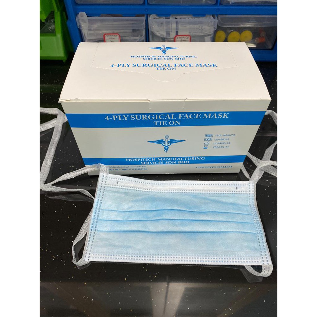 Hospitech Surgical Mask 3ply 50pcs/box (ear loop) | Shopee Malaysia