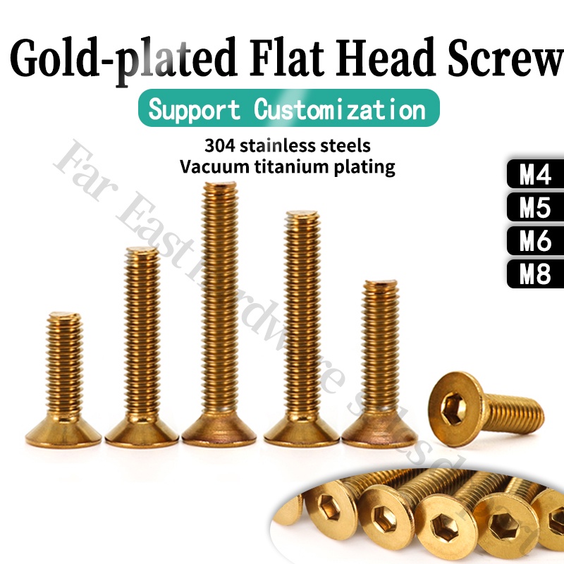 304 stainless steel, titanium gold, flat head hexagon socket screws ...