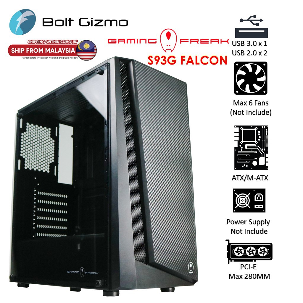 GAMING FREAK GFG-S93G FALCON ATX TOWER CASE CHASSIS PC CPU DESKTOP ...