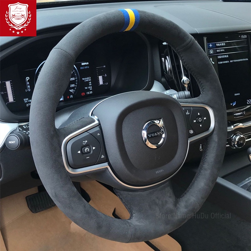 DIY Charcoal Alcantara Suede Leather Car Steering Wheel Cover For Volvo ...