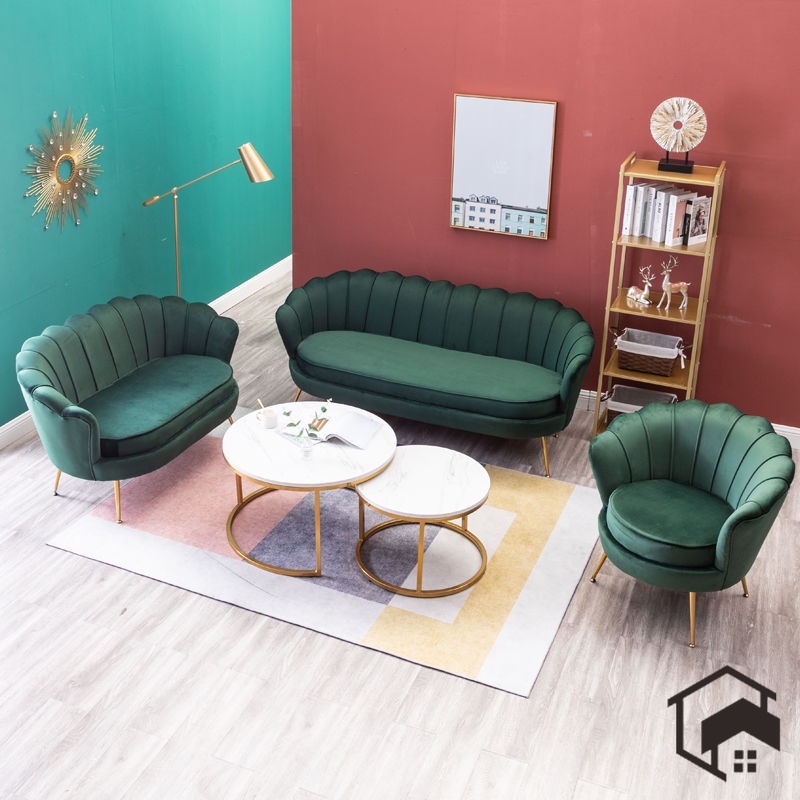 Shell Sofa Nordic European Luxury Modern Sofa Velvet 1/2/3 Seats ...