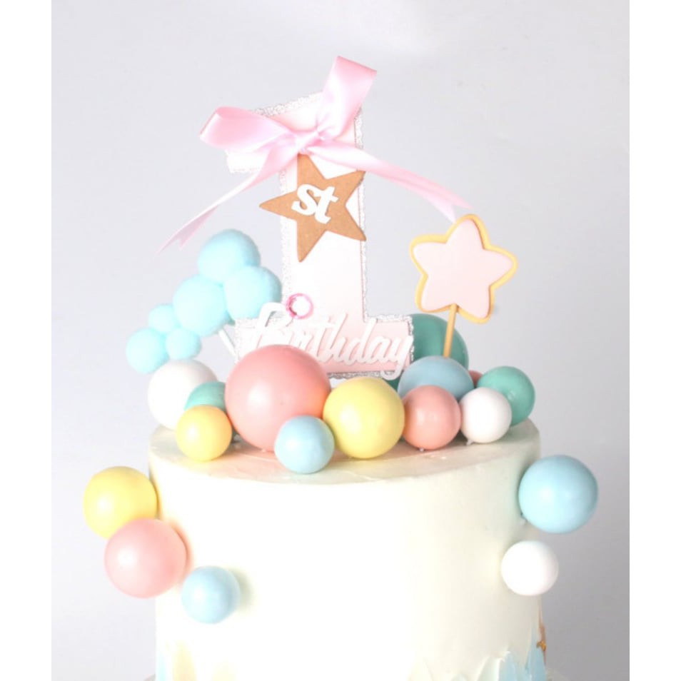 5pc Gold Ball, Silver Ball, Colorful Ball Round Cake Topper Decoration ...