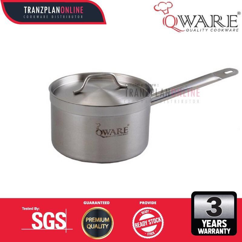 Qware® 0.7L - 25L Stainless Steel Sandwich Bottom Sauce Pan Milk Pan ...