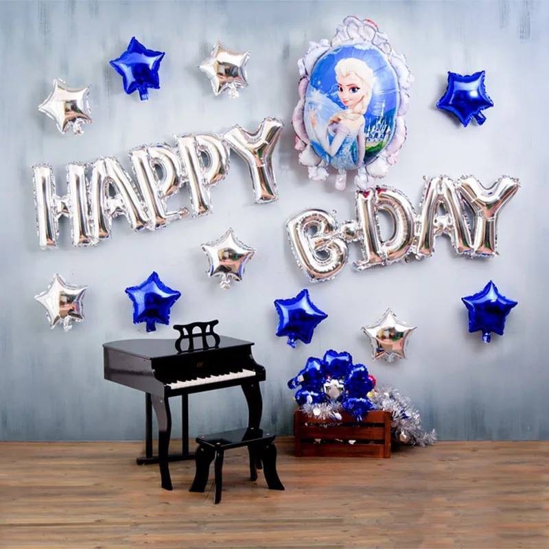 Frozen Elsa Happy Bday Decoration Balloon Set Birthday Party Decoration ...
