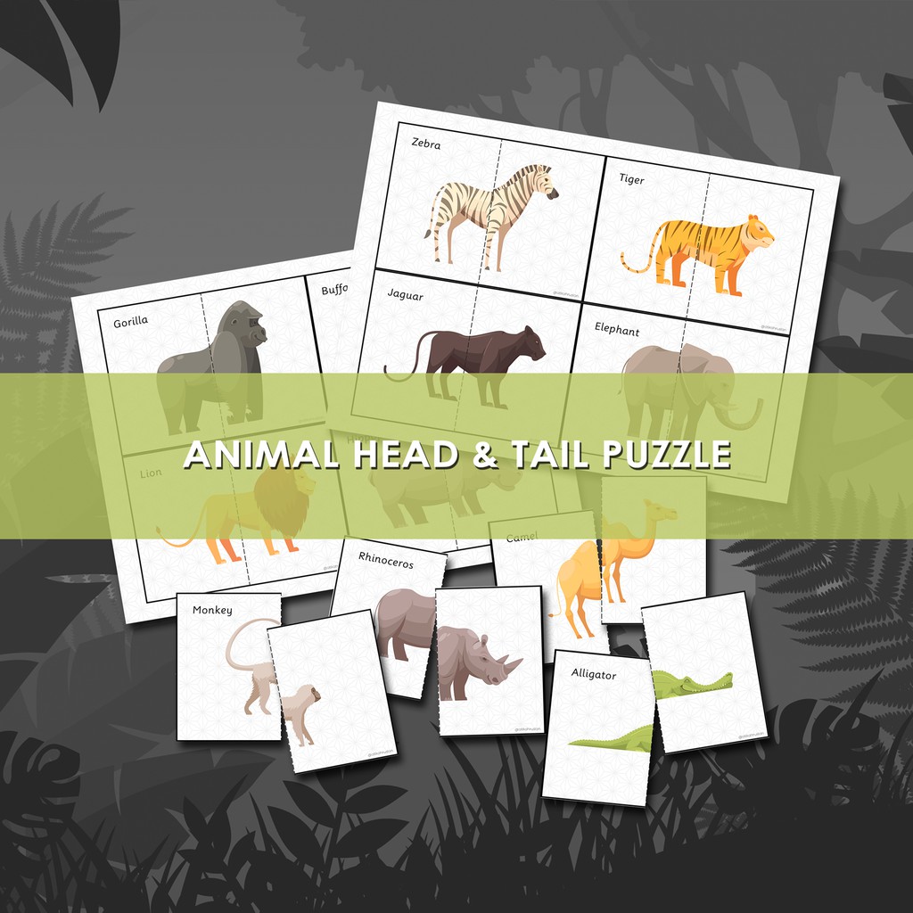 [SOFTCOPY] PDF Printable Animal Head and Tail Puzzle | Shopee Malaysia