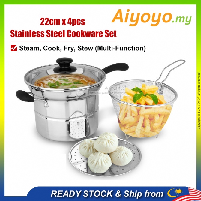 22cm Noodle Pot Cooking Pot Cooker Pan Periuk Mee Pengukus Steamer ...