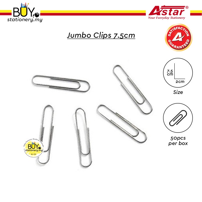 Astar Paper Clip Jumbo Gem Clips 2.5cm 3.1cm 5cm 7.8cm – (BOX) Paper ...