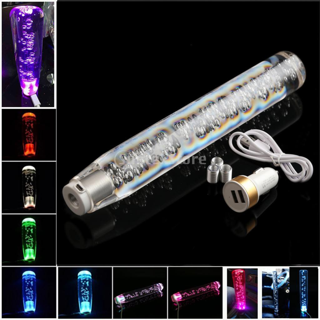 300mm Multi-Color LED Change Crystal Bubble Manual Gear Knob Shifter ...