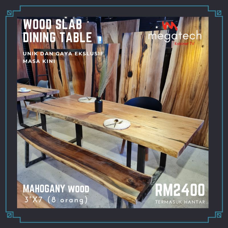 MEJA MAKAN KAYU BALAK DINING TABLE WOOD SLAB | Shopee Malaysia