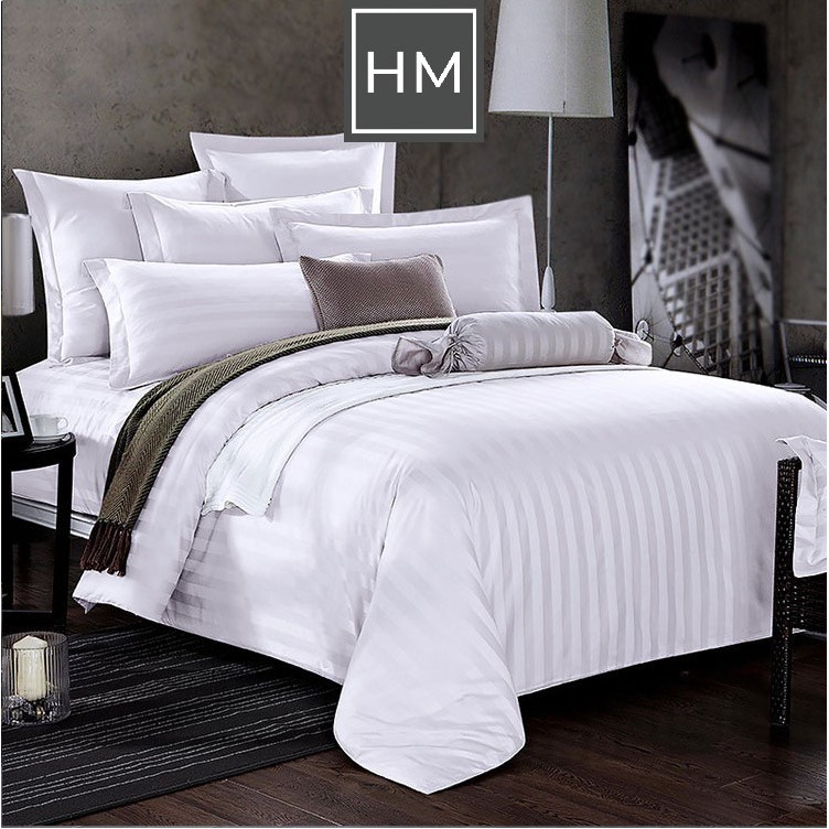 HM Hotel Range Sateen Stripes Bedding Set White - King Bed | Shopee ...
