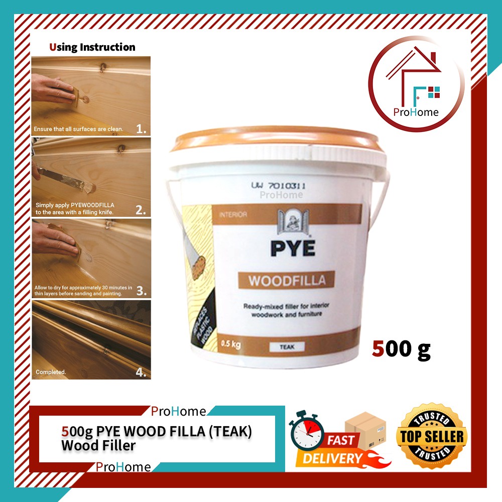 PYE 0.5kg Wood Filla (Teak)/ Wood Filler/ Ready Mixed Filler/ Penutup ...