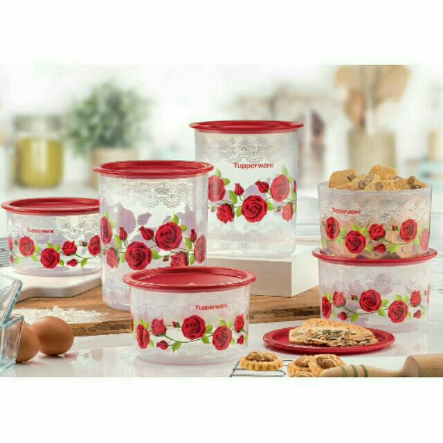 Tupperware Royal Red Rose One Touch Set (6 Pcs) | Shopee Malaysia