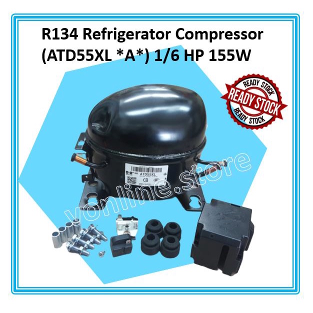 R134 Refrigeration Compressor 1/6 HP, 1/5 HP, 1/4 HP, 1/3 HP, 3/8 HP, 1/2 HP Peti Sejuk Peti Ais ...