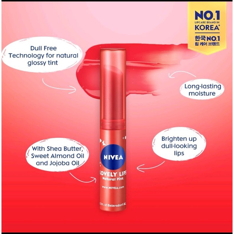 NIVEA Lip Care Lip Balm - Lovely Lips Natural Pink and Pink Smoothie (2 ...