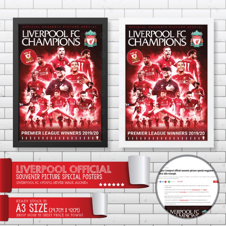 Liverpool FC Champions 2019/20 Poster | Official Souvenir Picture | A3 ...