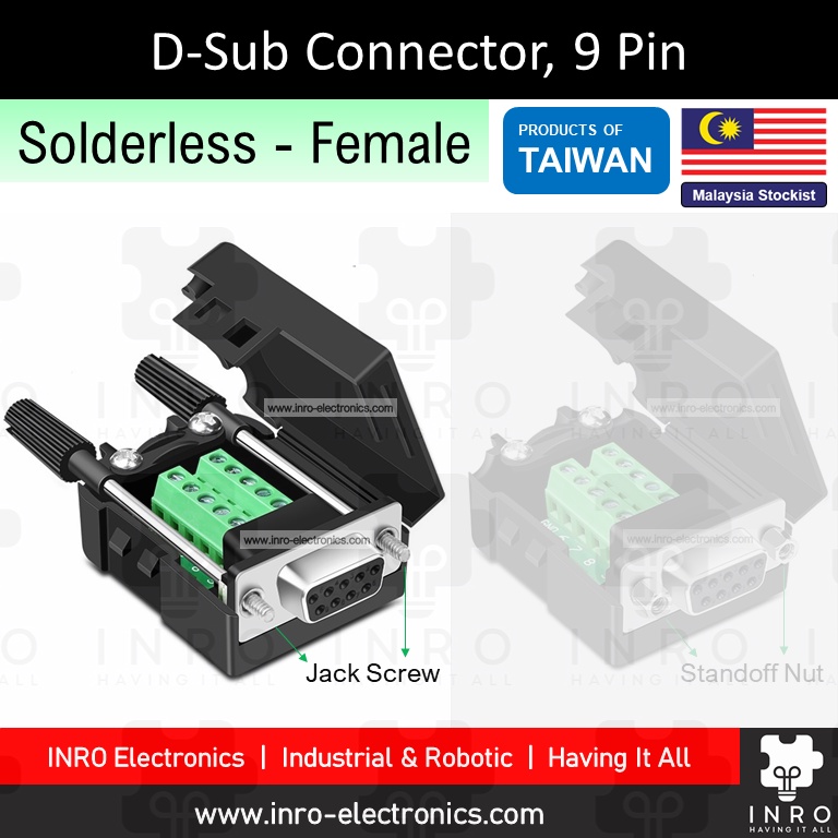 [Solderless] 9P Male / Female DB9 D-Sub Solderless Connector, 9 Pin Serial Port Dsub, RS-232 ...