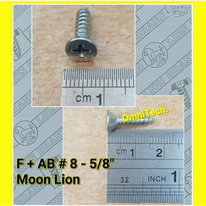"10 Pcs" Screw Tap Tapping Screw FAB FH Flat Head (+) Moon Lion 8x5/8 ...