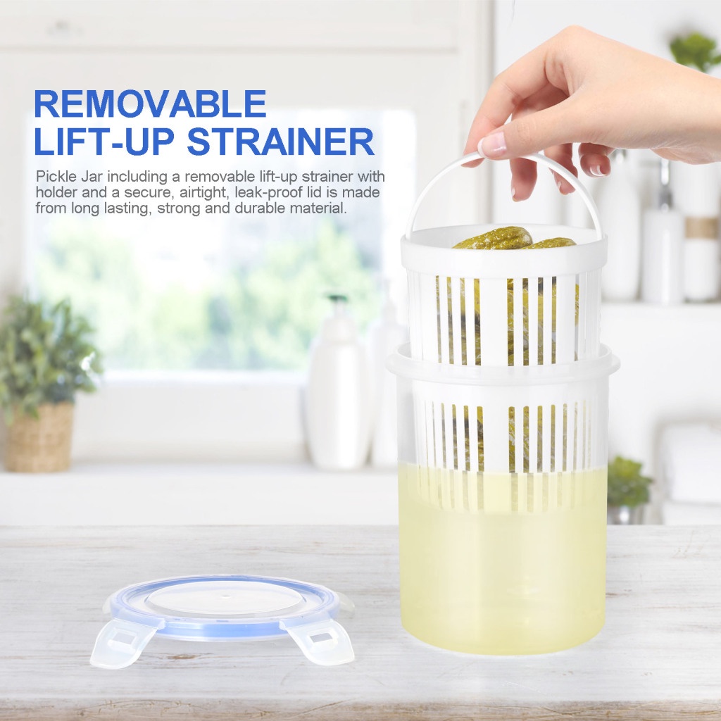 [EPAY] Pickle Jar With Strainer Insert Deli Food Storage Container ...