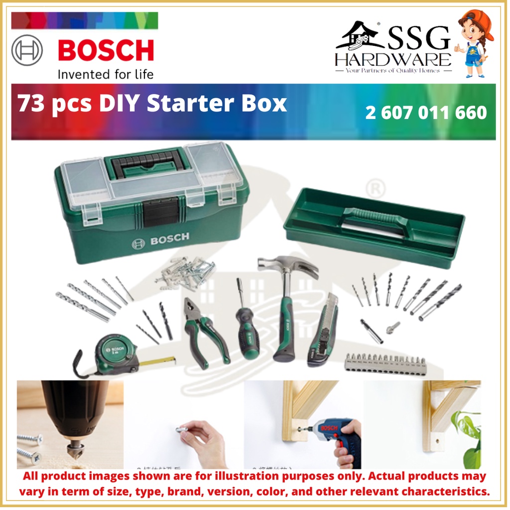 BOSCH 73pcs DIY Starter Kit With Carrying Storage Box Home Diy Tool Box ...