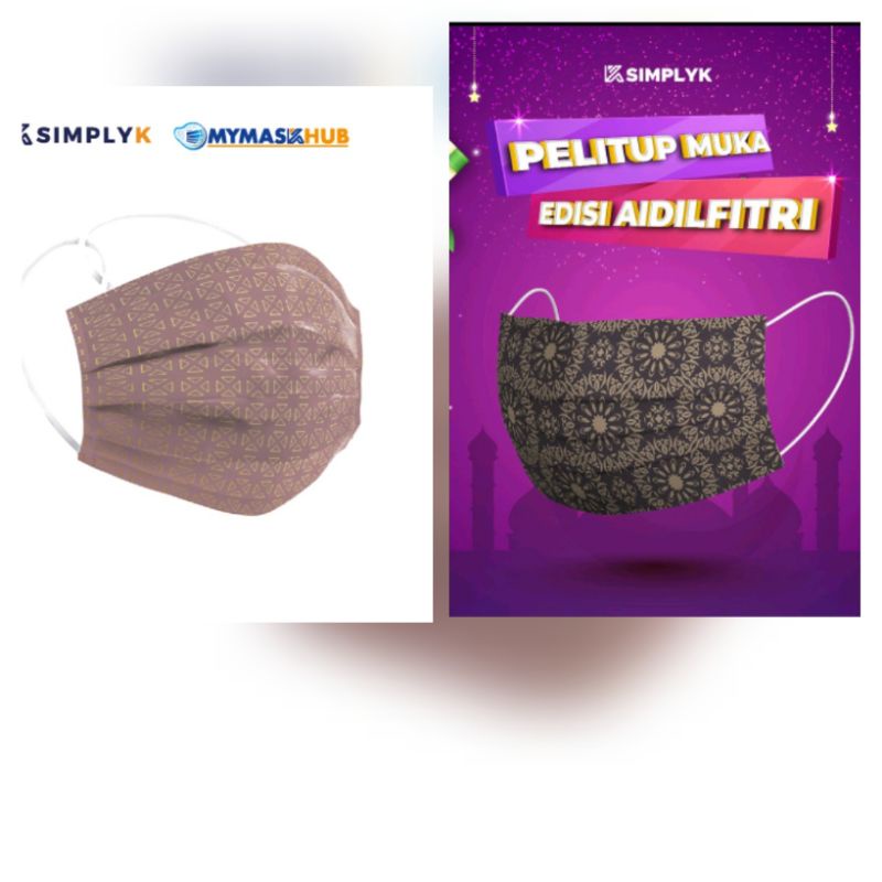 Pack of 10, simply K Raya Edition 3 ply headloop mask | Shopee Malaysia