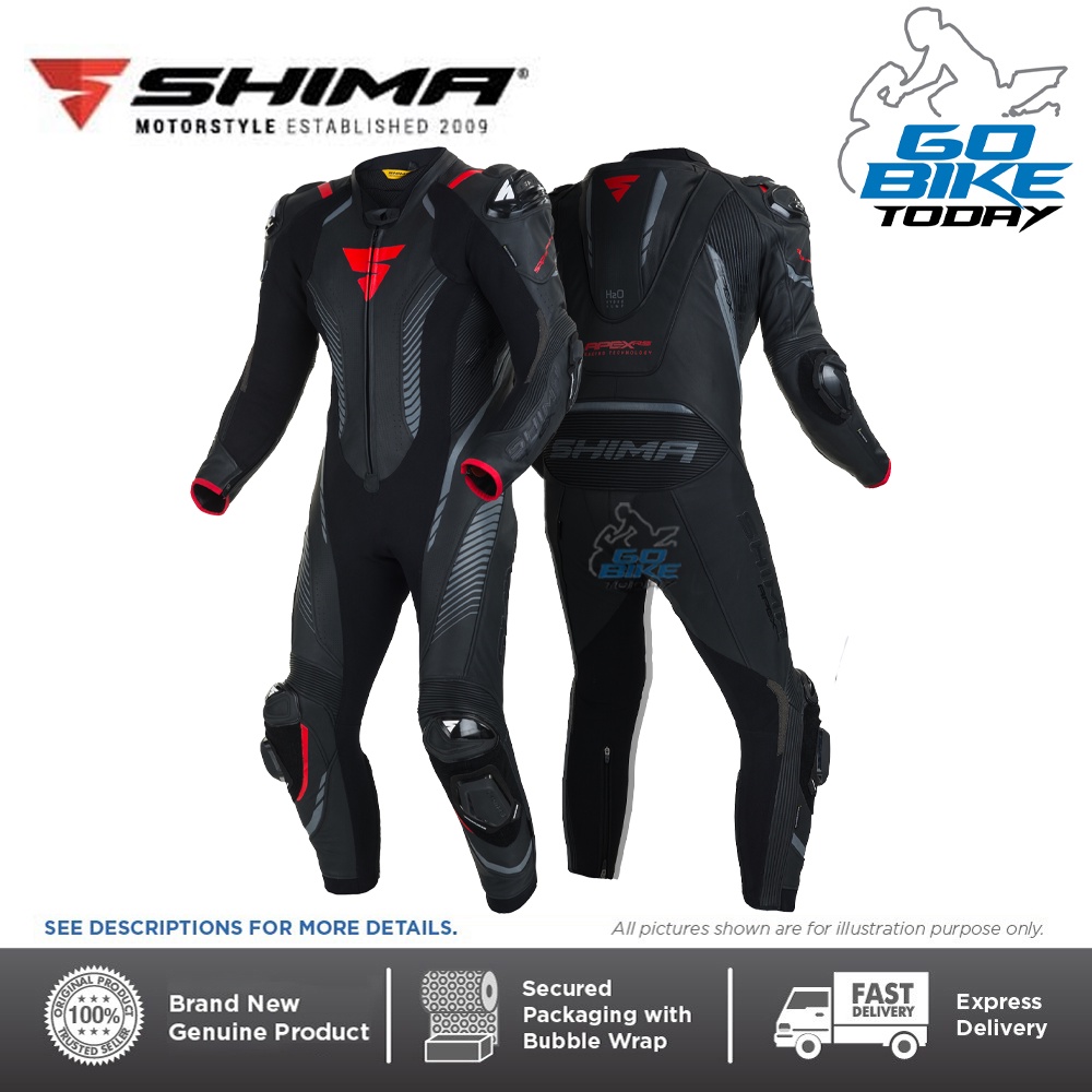 Shima Sport Leather Racing Suit Apex RS - (Black & Red) | Shopee Malaysia
