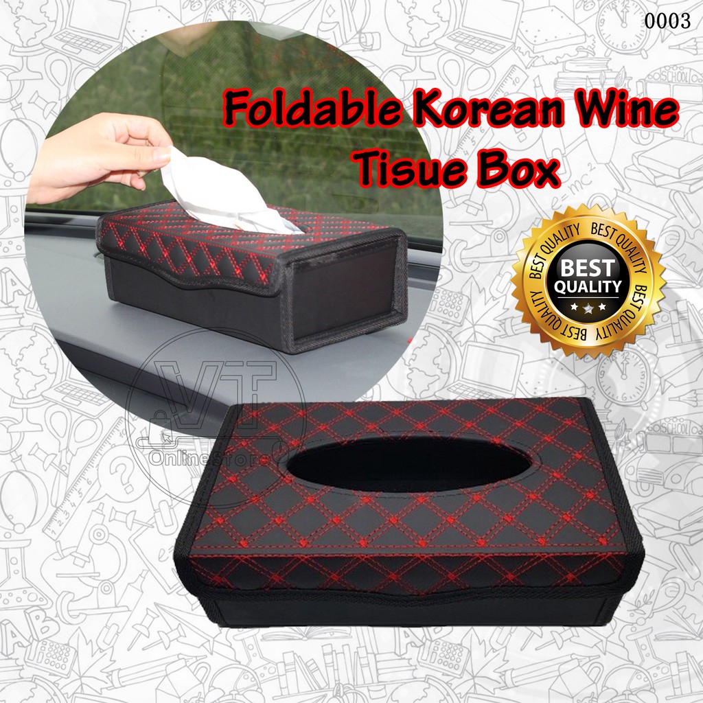 Car Tissue Box Sport Folding Wine Red Microfiber Leather Car Tissue Box ...