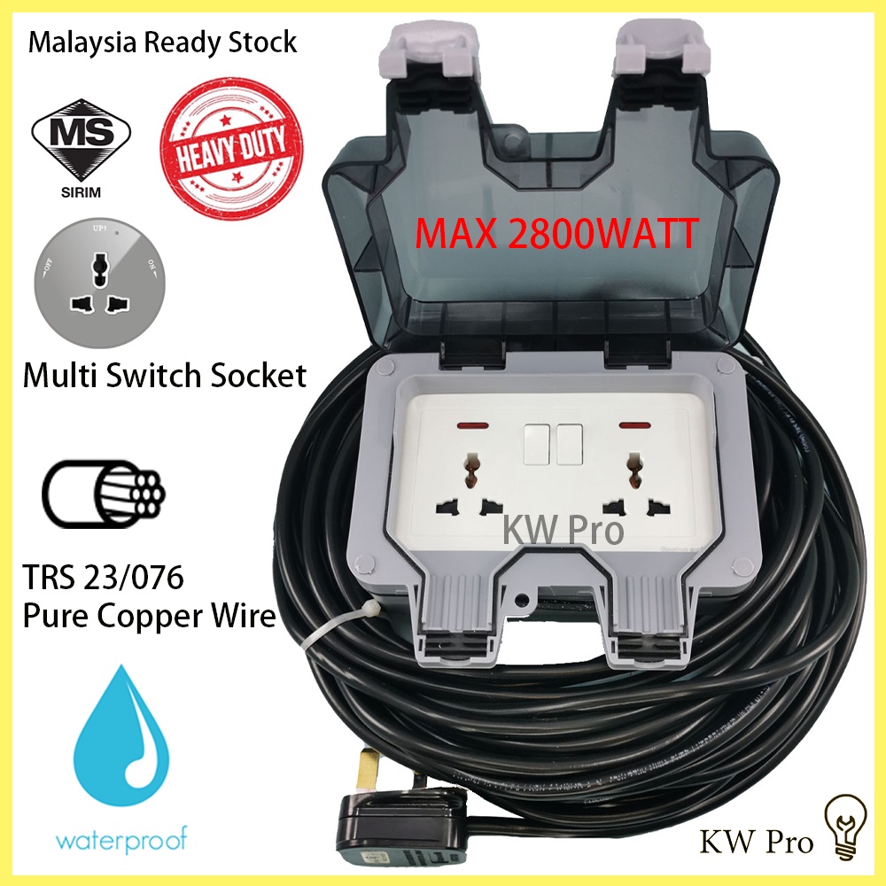 2 Way/Gang Universal Multi Switch Socket HEAVY DUTY TRAILING EXTENSION ...