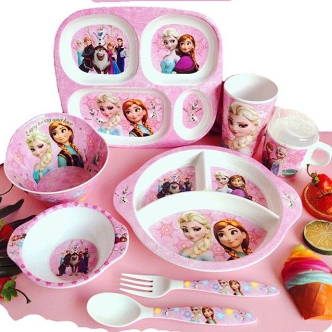 Disney Frozen kids tableware set Carton bowl Kids plate Milk Cup Set ...