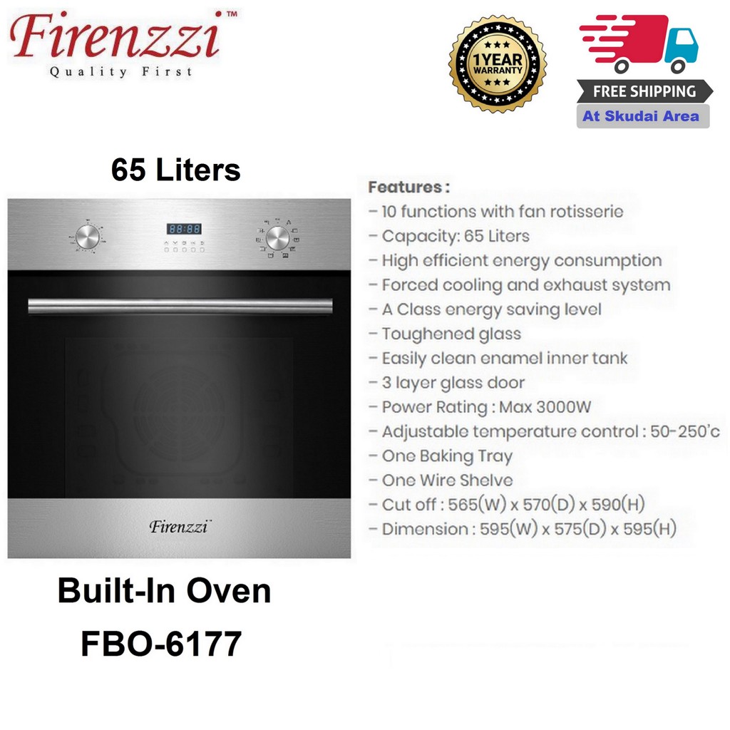Firenzzi 10 Functions Digital Display Built-In Oven - 65 Liters (FBO ...