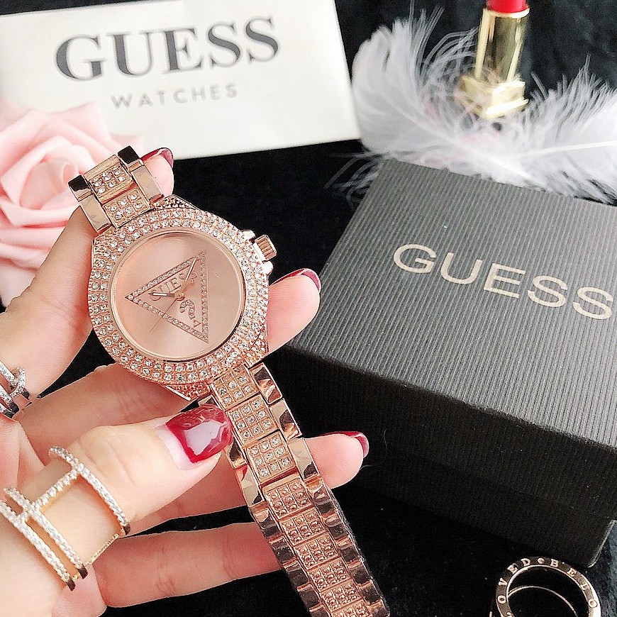 Guess Lady Rhinestone Watch Women Diamond Caual Quartz Watch Wanita Jam ...