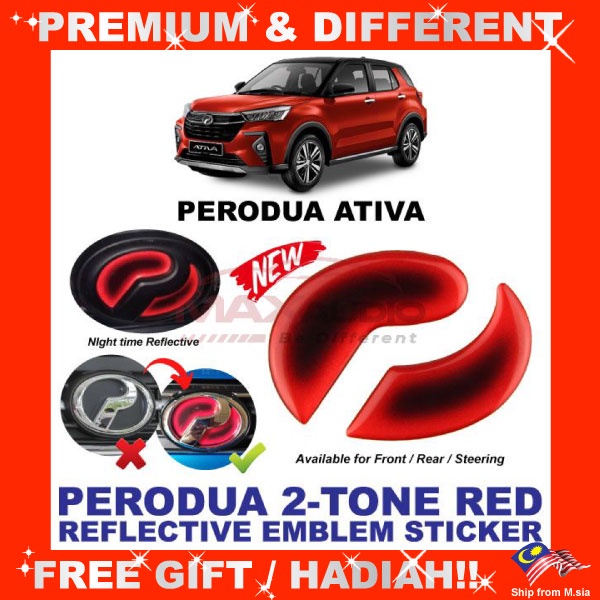 PERODUA ATIVA Front Rear Steering Night Reflective 3M 3D 2-Tone Red ...