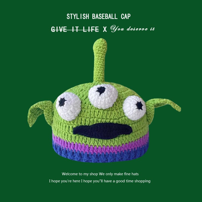 Autumn Winter Hats Female Plankton Young Same Style Monster Shrek Hat ...