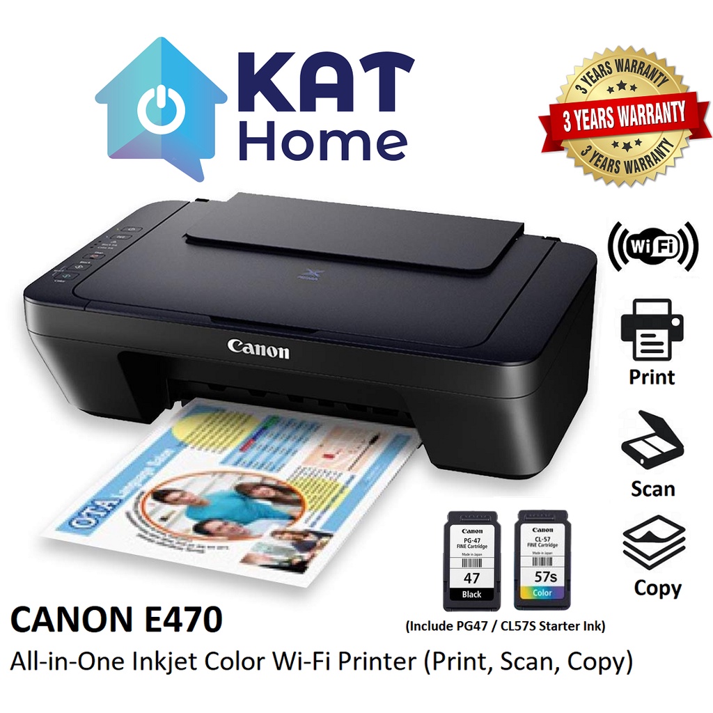 CANON PIXMA E470 INK EFFICIENT 4 IN 1 INKJET MULTIFUNCTION COLOR ...
