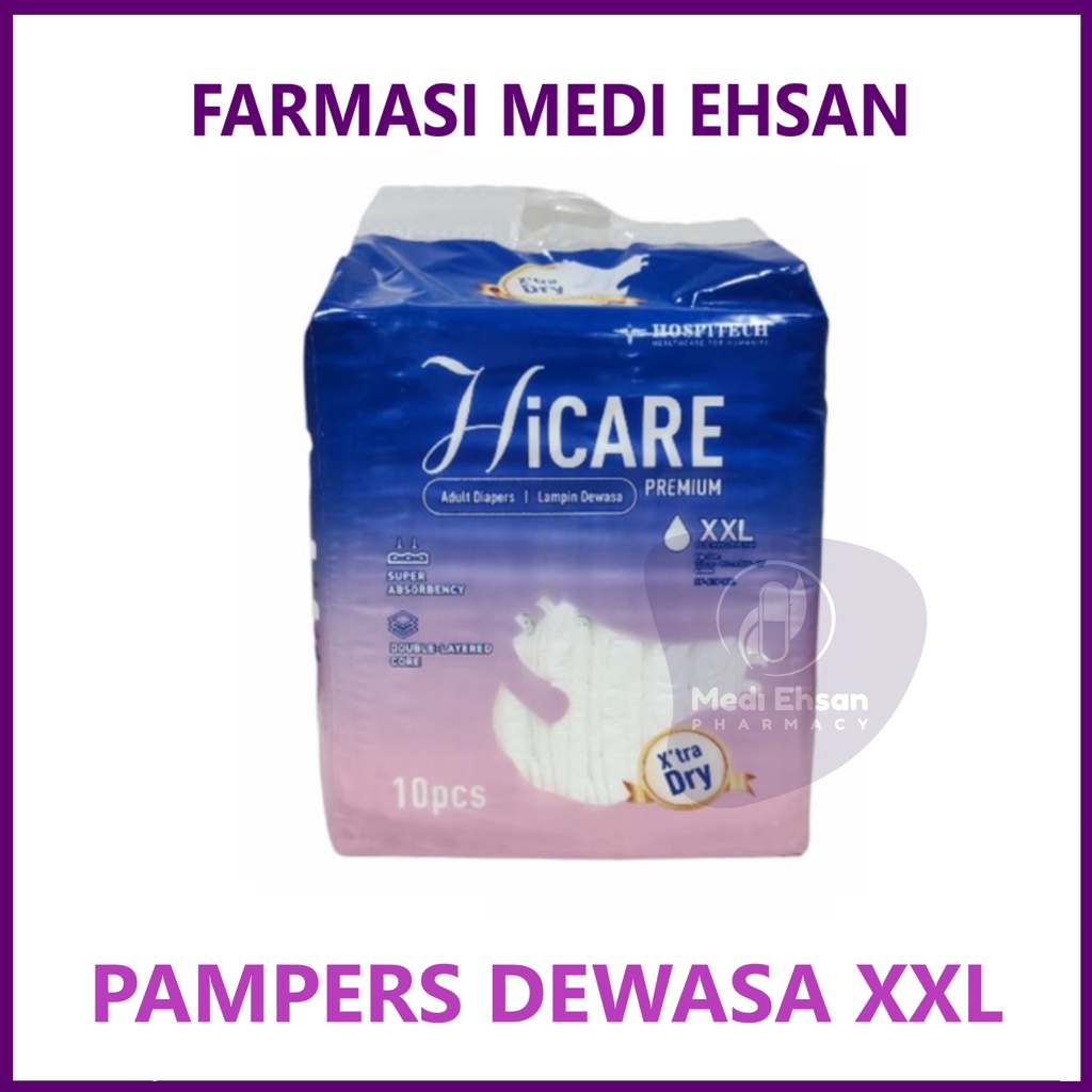 HiCARE Adult PREMIUM Diapers 10pcs per bag ( Unisex ) Size XXL (Tape ...