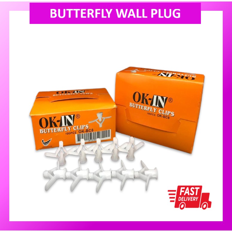 NYLON BUTTERFLY CLIP / PARTITION WALL PLUG X 1 PIECE | Shopee Malaysia