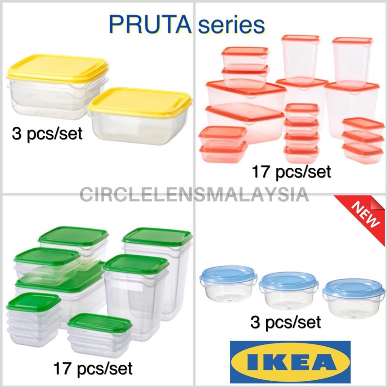 [READY STOCK] 17 pcs IKEA PRUTA food container plastic tempat letak ...