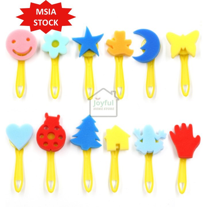 Set of 12 Assorted Cute Sponge Kids Stamping Painting Tool for Children ...