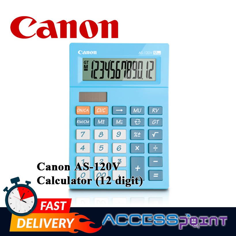 CANON AS-120V 12-DIGIT COMPACT CALCULATOR FEATURES UPRIGHT ANGLED ...