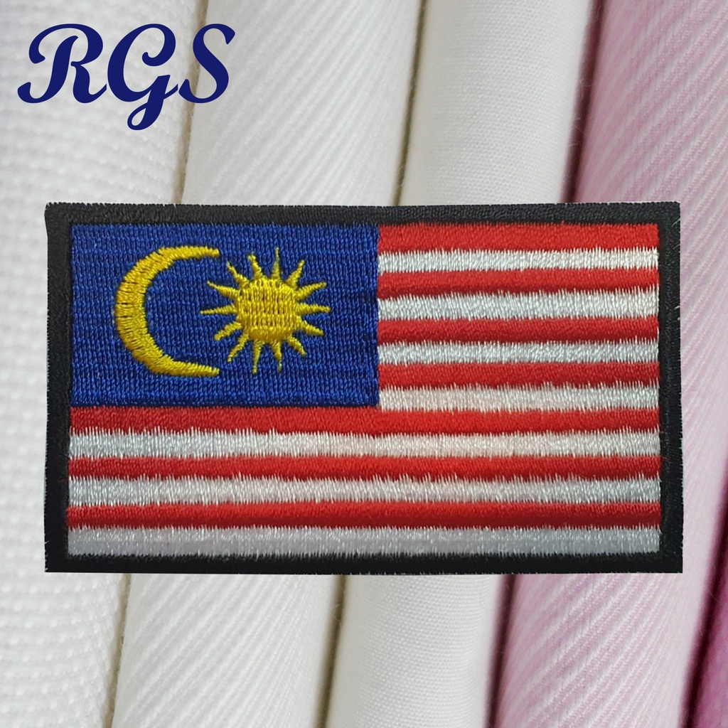 Hitam Negara Bendera Malaysia Flag Logo Sew On Iron On Embroidered Patches Patch Embroidery ...