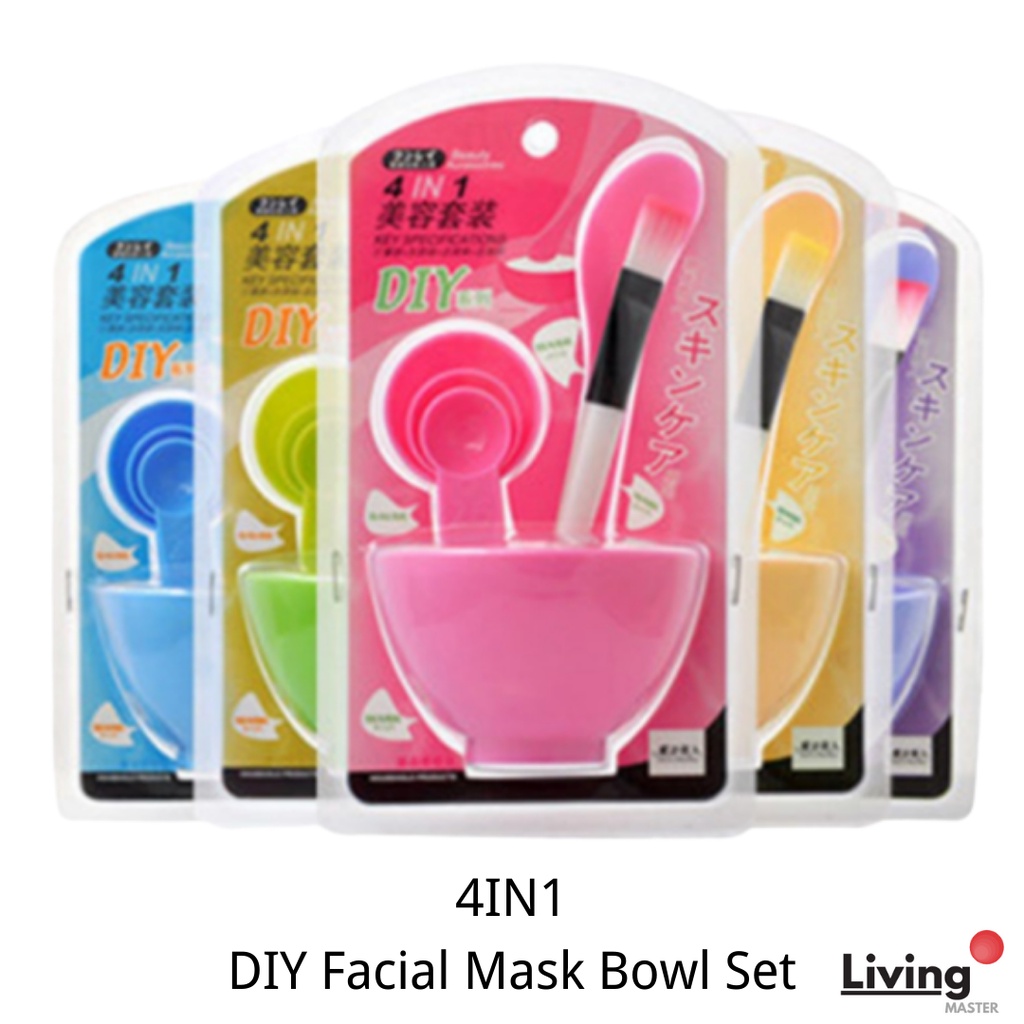 4 in 1 DIY Facial Mask Bowl Set Brush Spoon Stick Mixing Face Care Set ...