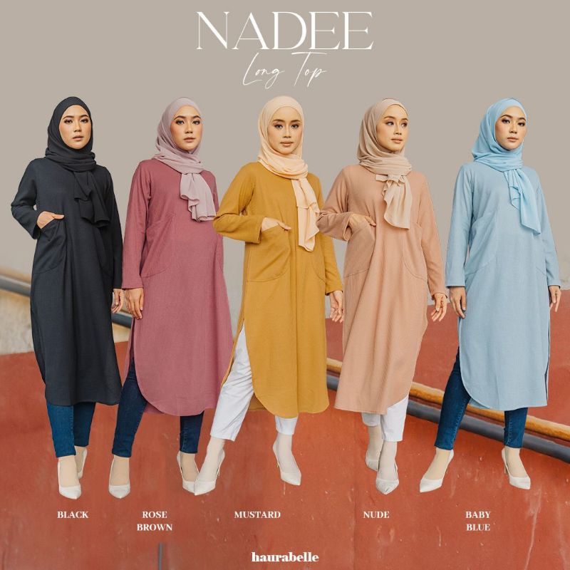NADEE BLOUSE KNITWEAR POKET LABUH IRONLESS | BY HAURABELLE | Shopee Malaysia