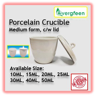 Porcelain Crucible, Medium Form with Lid, 1 set, 10ml ~ 300ml | Shopee Malaysia