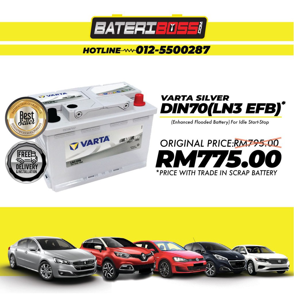 Bateri Kereta VARTA SILVER LN3 DIN70 EFB Car Battery | Shopee Malaysia
