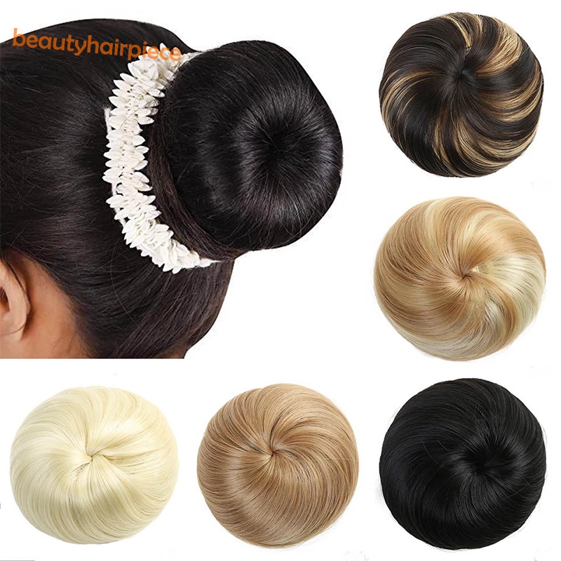 Wig Bun Synthetic Bun Extension Donut Drawstring Ponytail Wig Girls Wig ...