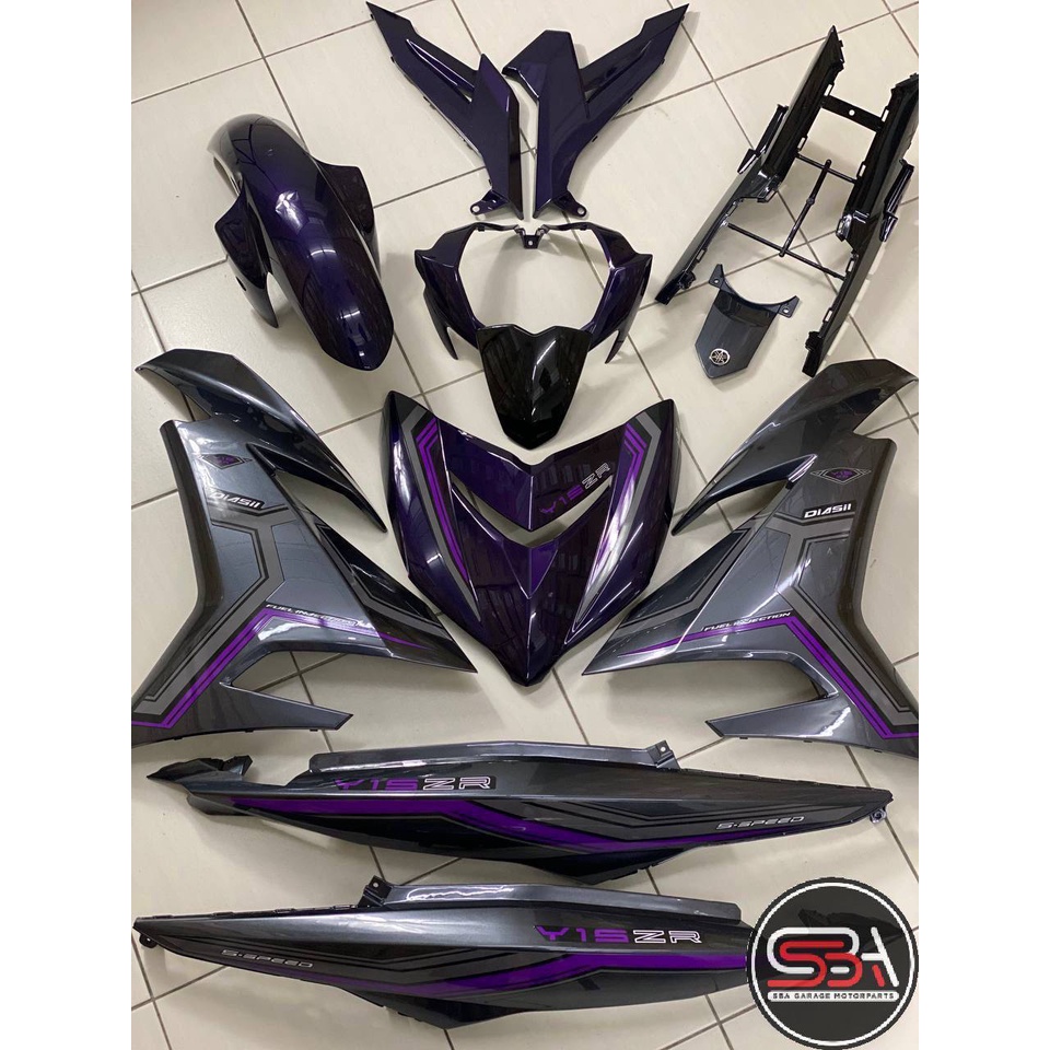 COVERSET Y15ZR V1 V2 SD16 PURPLE GREY PATTERN LINE PREMIUM COVERSET BODYSET Y15ZR Y15 YSUKU ...